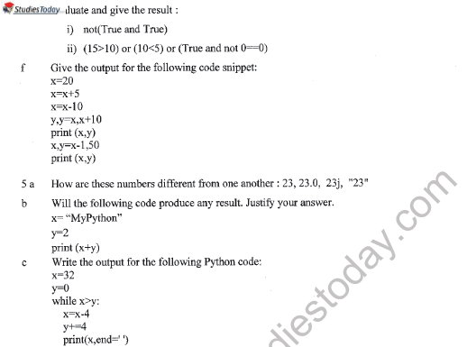 CBSE Class 11 Computer Science Question Paper Set Q Solved